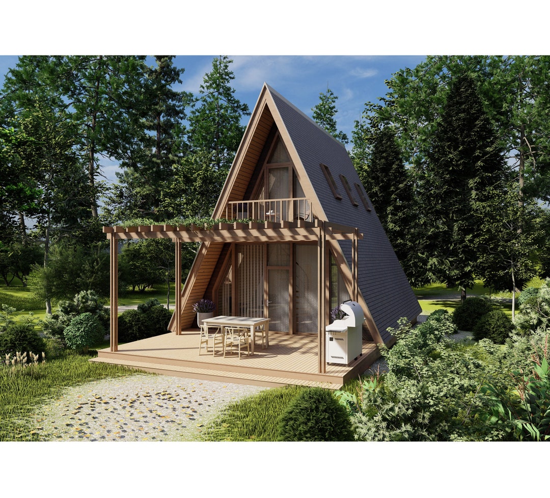 A-frame Cabin 2 Bedrooms, 1 Bathroom Architecture Build Plans 596SF ...