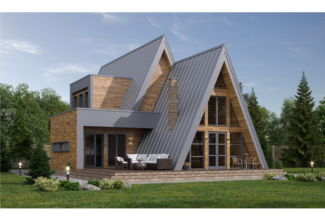 Luxury A-frame Cabin Plans 4 Bedrooms, 2.5 Bathrooms Architecture Build ...