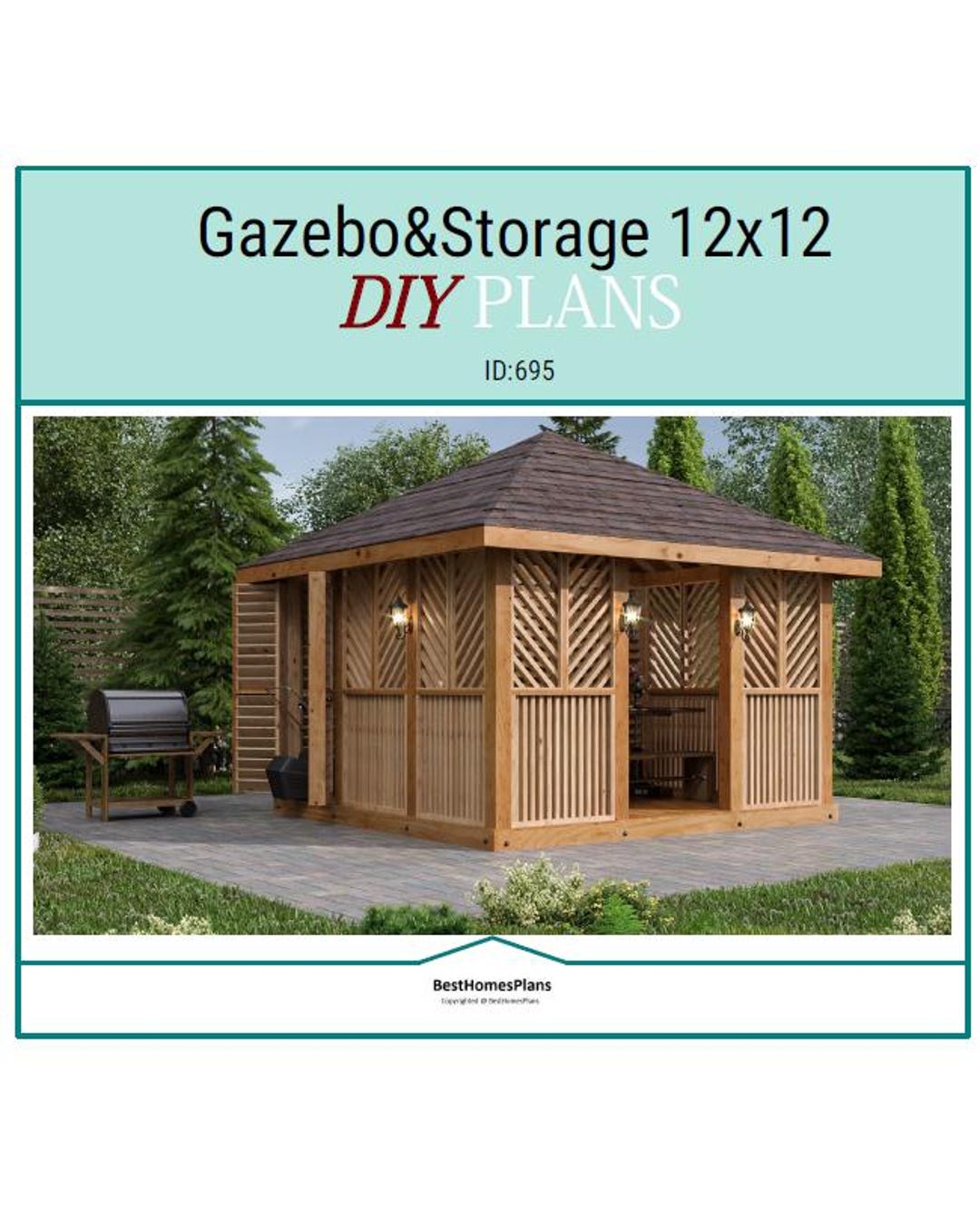 DIY Wooden 12x12 Gazebo With Hidden Storage – Outdoor Garden Shelter ...