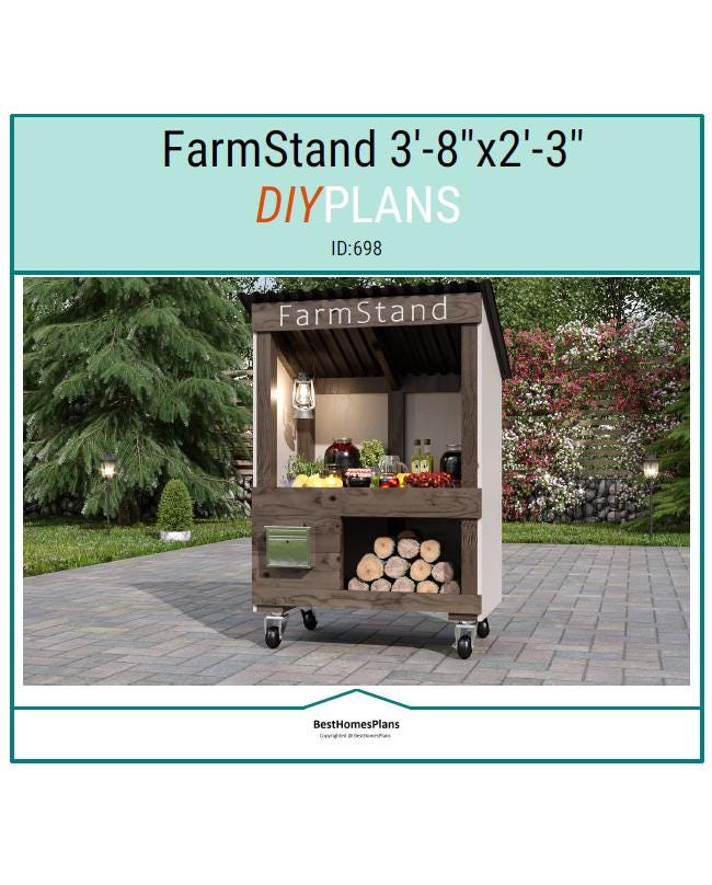 DIY Wooden Farm Stand Plans | Outdoor Market Display With Roof (PDF ...