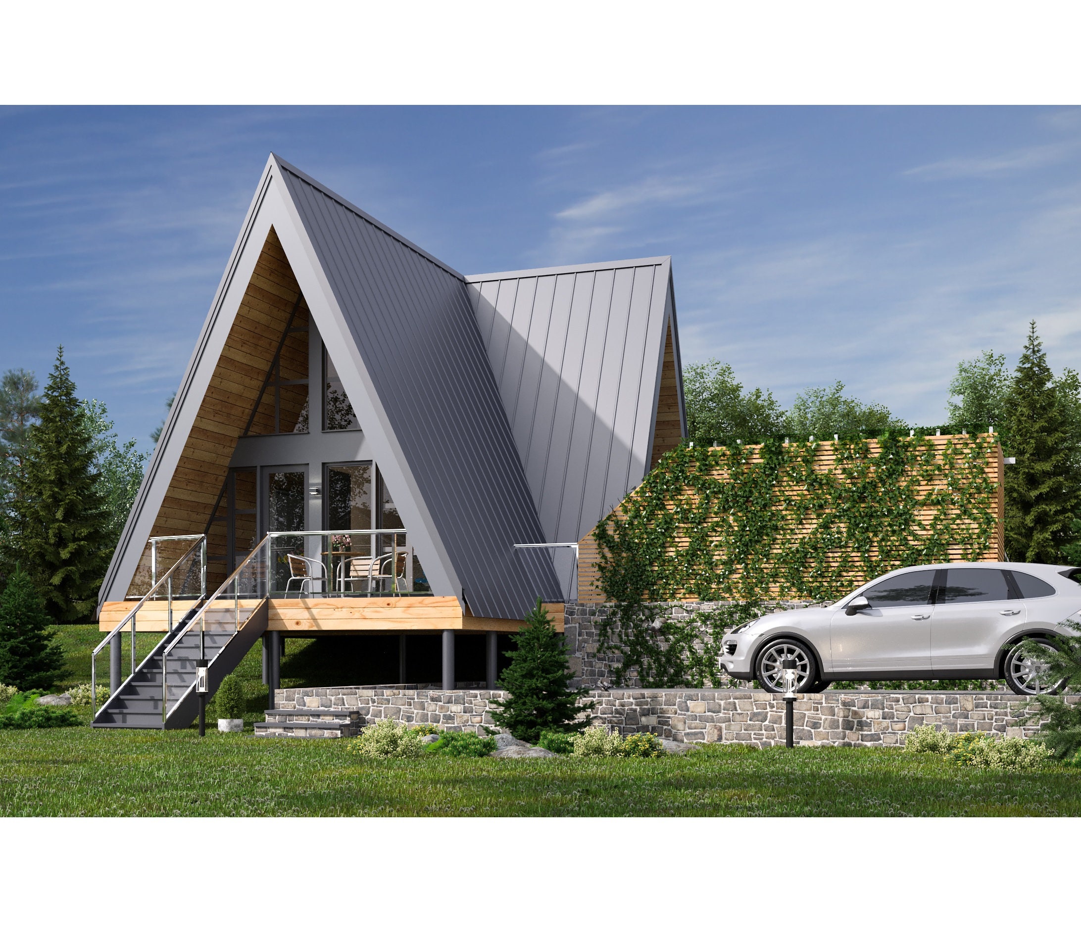 A-frame Cabin 2 Bedrooms, 1 Bathroom Architecture Build Plans, 921SF ...