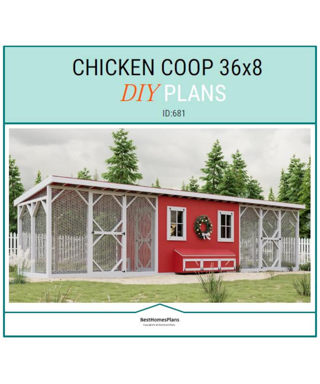 Large Chicken Coop Plans, Hen House With Run, 24-32 Chickens (DIY PDF ...