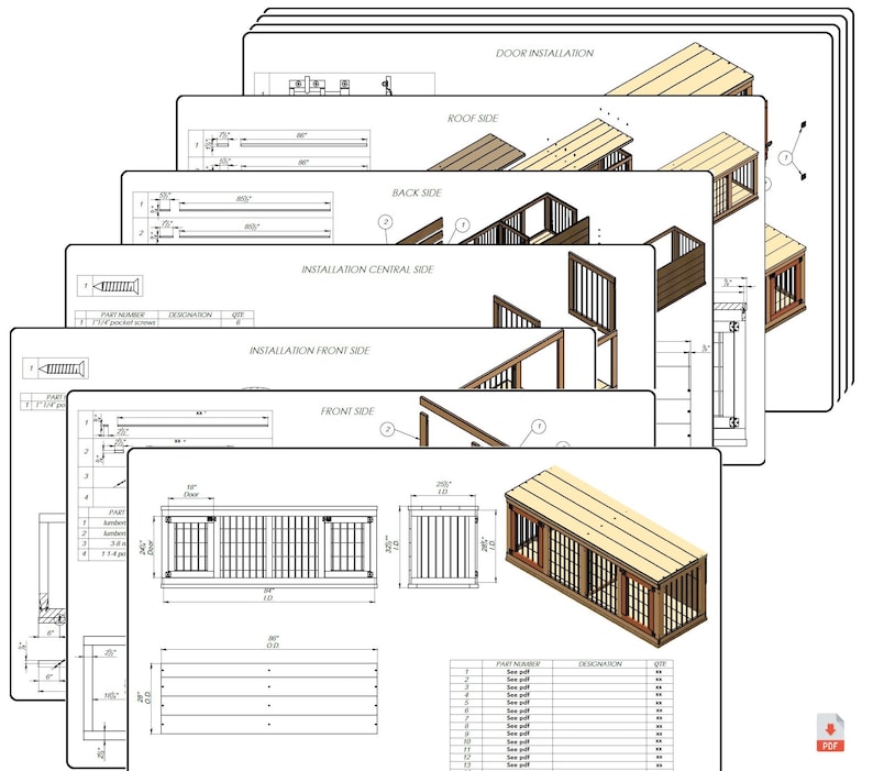 DIY Large Double Dog Kennel Digital Downloads Architectural Plans PDF ...