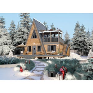 Modern A-frame 2 Bedrooms, 2 Bathrooms Guest House Plans Architecture ...