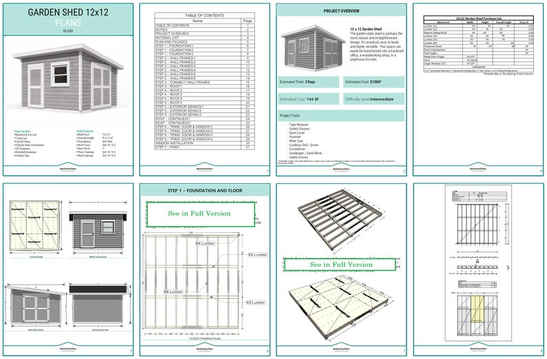 12x12 Garden Shed Plans and Build Guide | DIY Woodworking Instructions ...