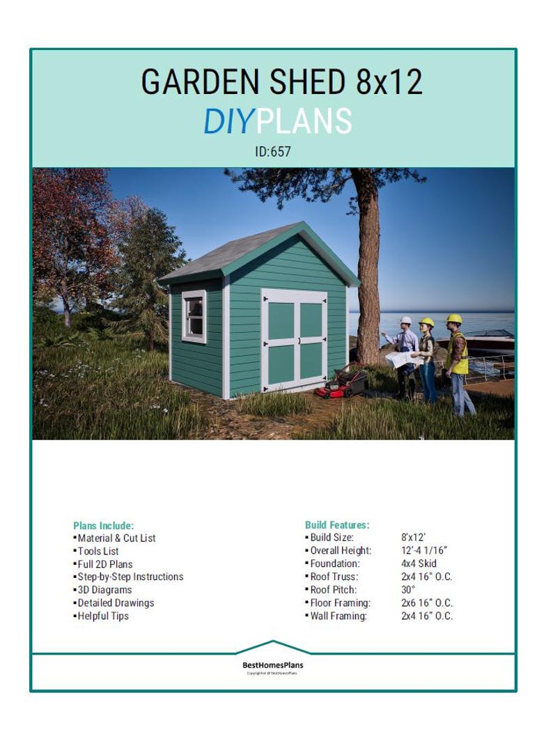8x12 Garden Shed Plans and Build Guide | DIY Woodworking Instructions ...