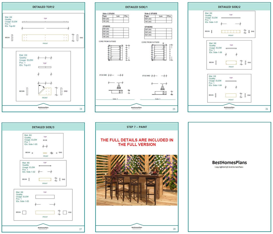 DIY Outdoor Bar Plans – 96"x40" Backyard Bar – Step-by-step Woodworking ...