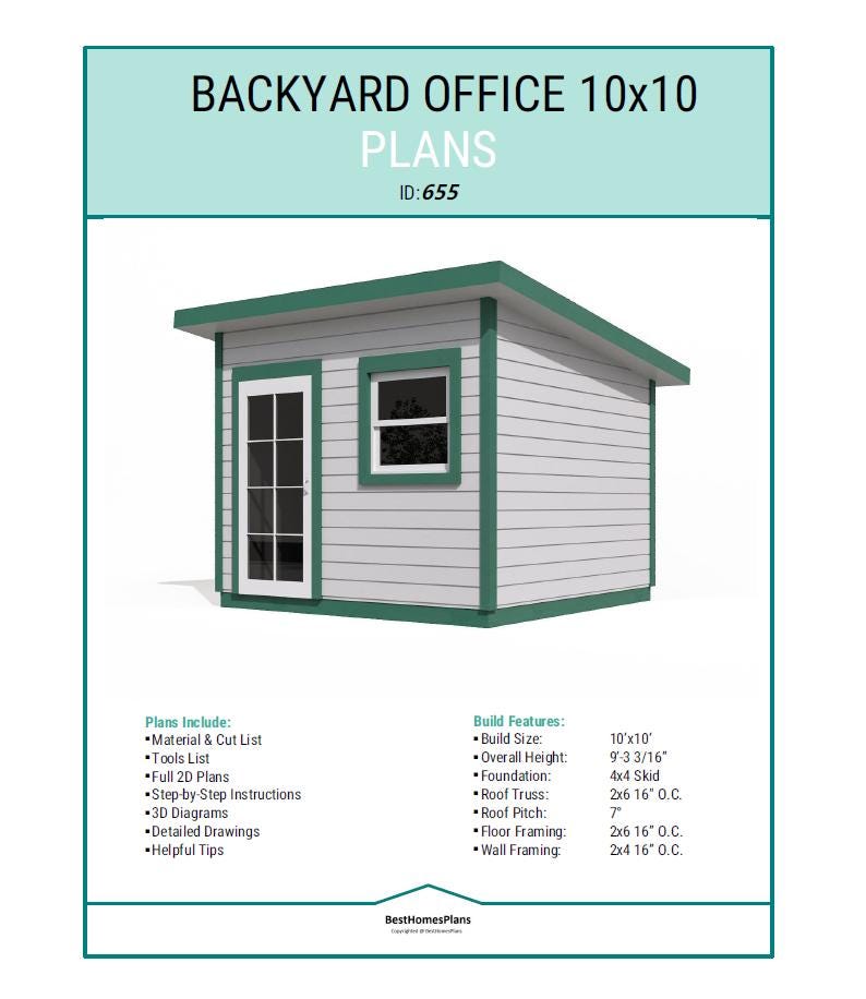 10x10 Backyard Office Plans and Build Guide | DIY Woodworking ...