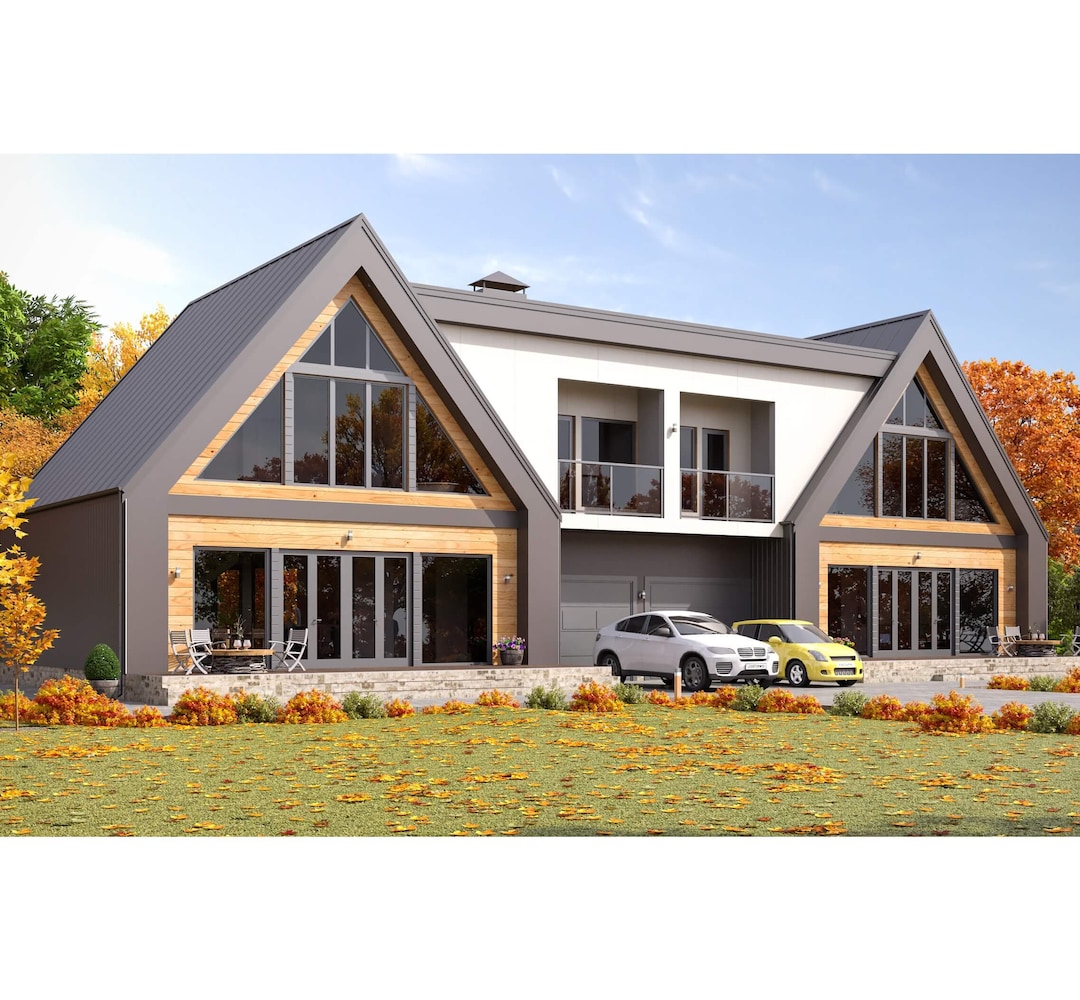 Double A-frame Cabin, 6-bedroom, 8 Bathroom, 2 Garage Bays, 3556SF ...