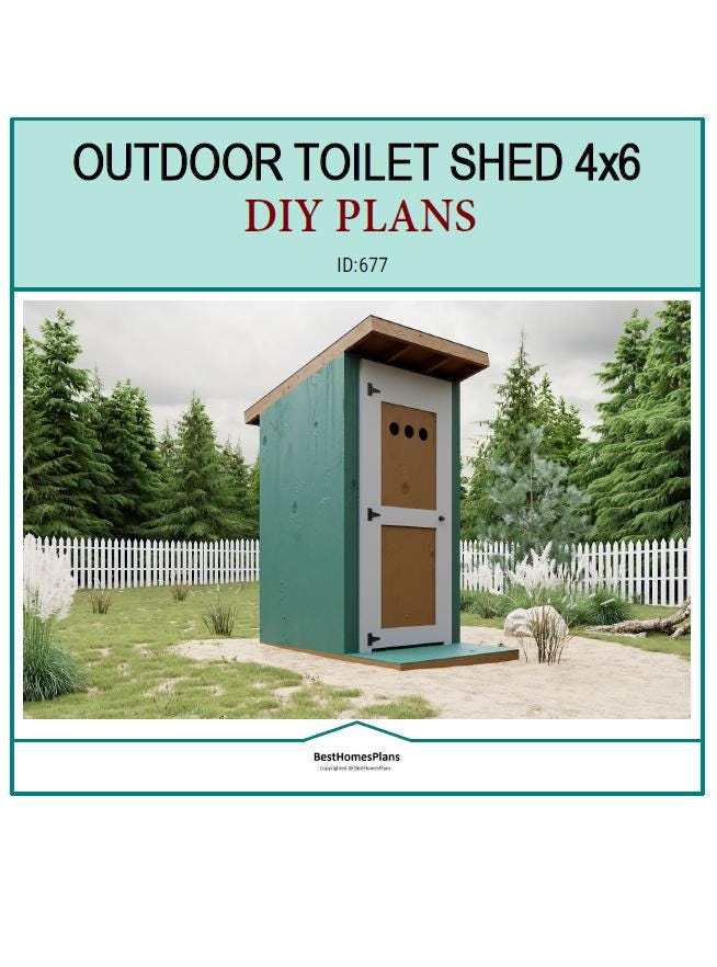 Backyard Outhouse Outdoor Composting Toilet Shed DIY Plans 4x6, Garden ...