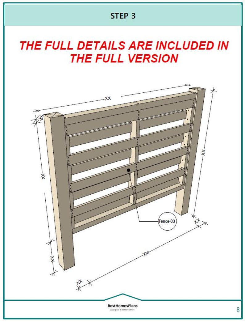 Wooden Outdoor Fence – DIY Blueprints, Step-by-step Woodworking Guide ...