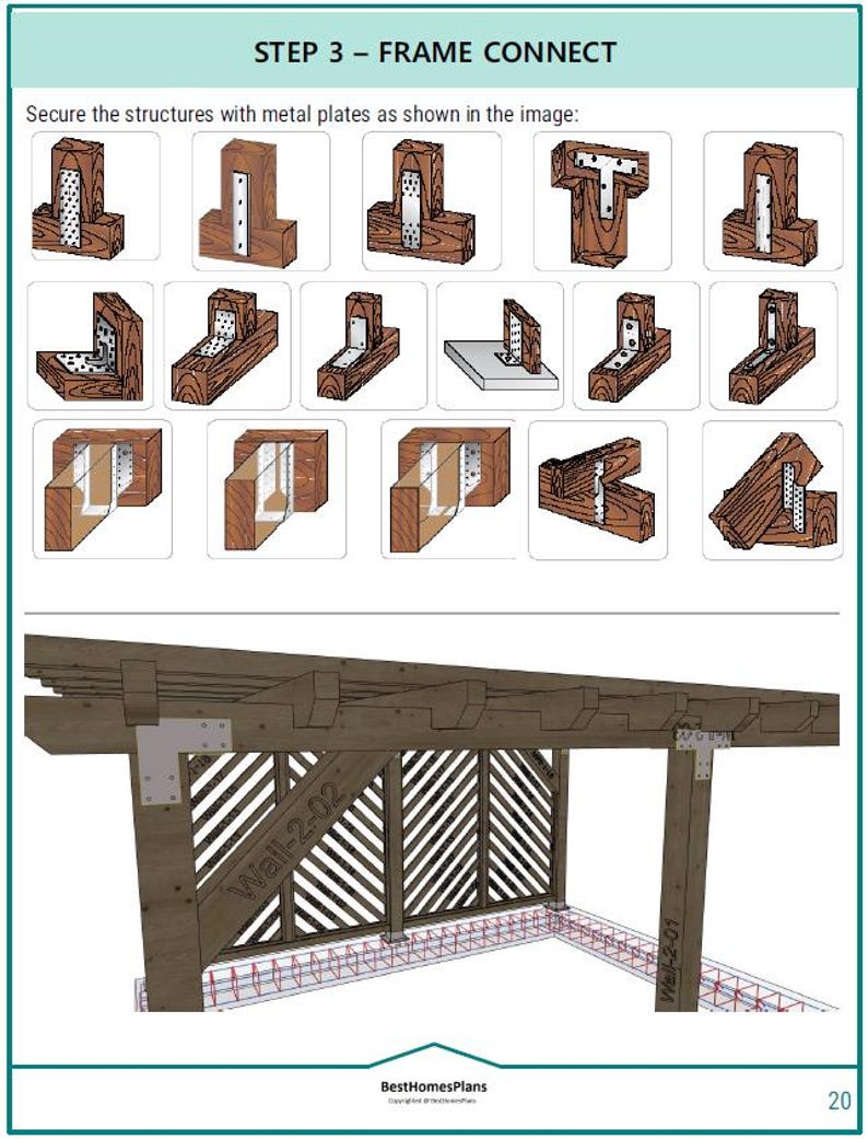 16’x20’ Pavilion & Pergola Plans – DIY Gazebo Blueprints, Backyard ...