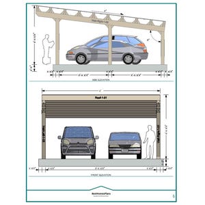 20'x20' 2 Cars Carport Garage Plans and Build Guide | DIY Woodworking ...