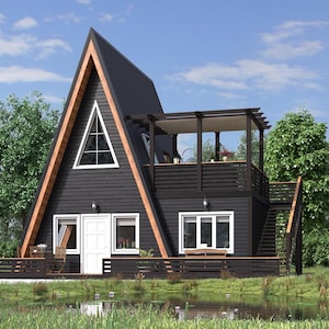 Modern A-frame 2 Bedrooms, 2 Bathrooms Guest House Plans Architecture ...