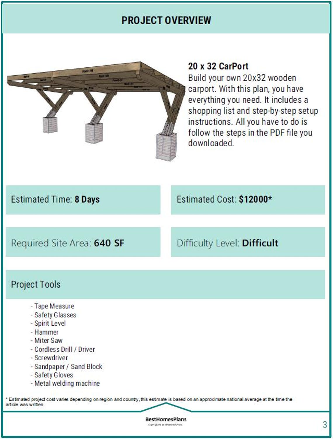 4-car Carport Plans | 20'x32' DIY Woodworking Build Guide - Etsy