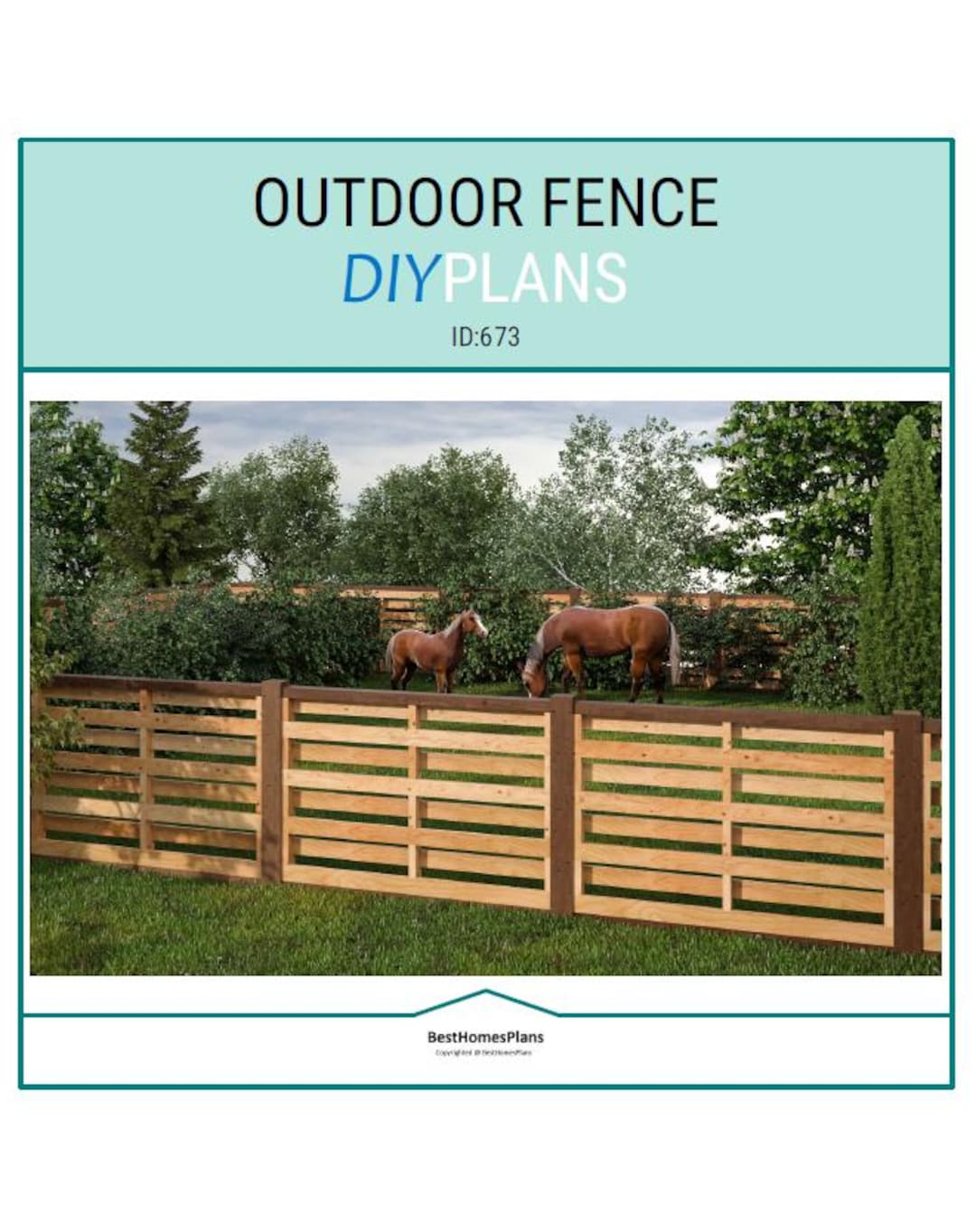 Wooden Outdoor Fence – DIY Blueprints, Step-by-step Woodworking Guide ...