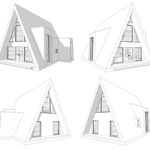 Modern A-frame 3 Bedrooms, 2 Bathrooms Architecture Build Plans, 1045SF ...