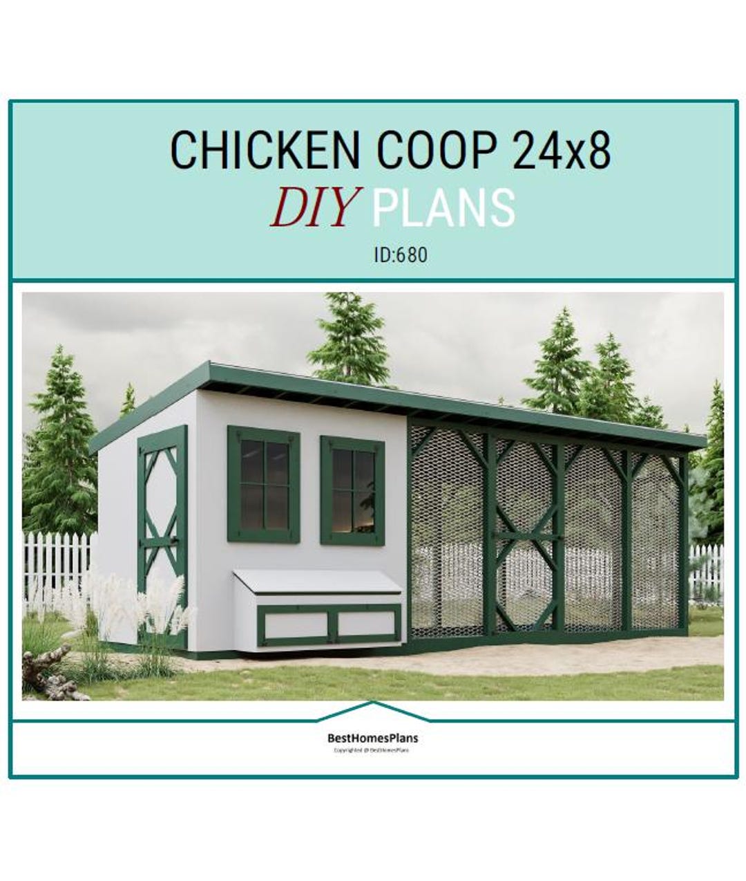 Large Chicken Coop Plans, Hen House With Run, 4 Nest Boxes (DIY PDF) - Etsy