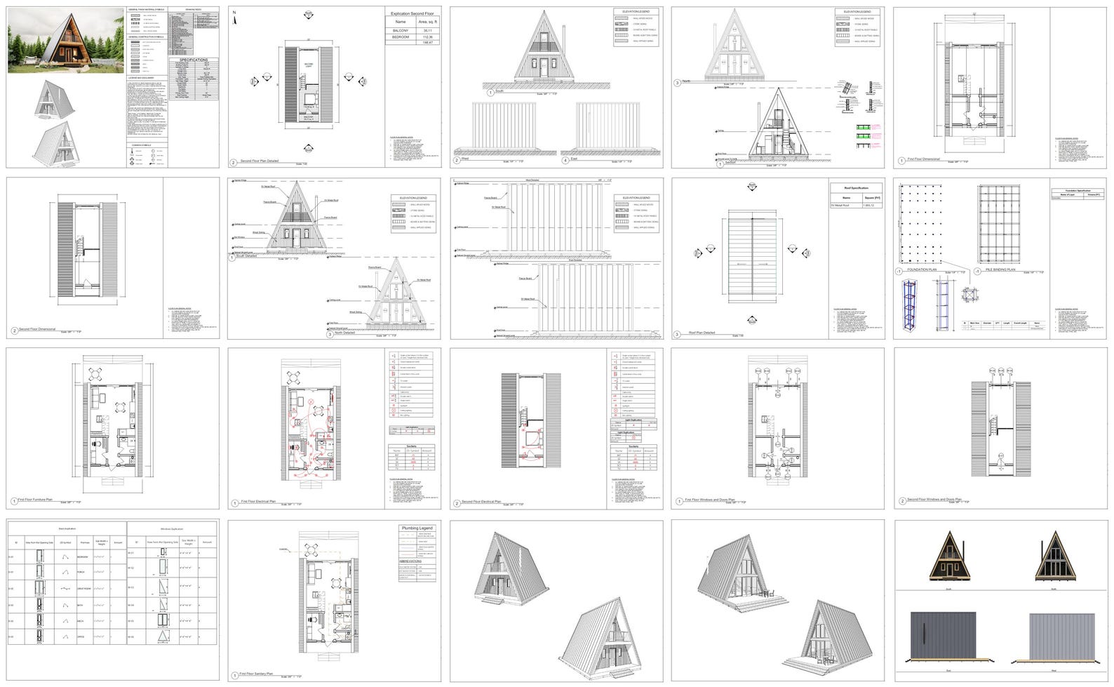 22'x42' Tiny House Plan – 2-story Modern Cabin With Finished Attic, 1 ...