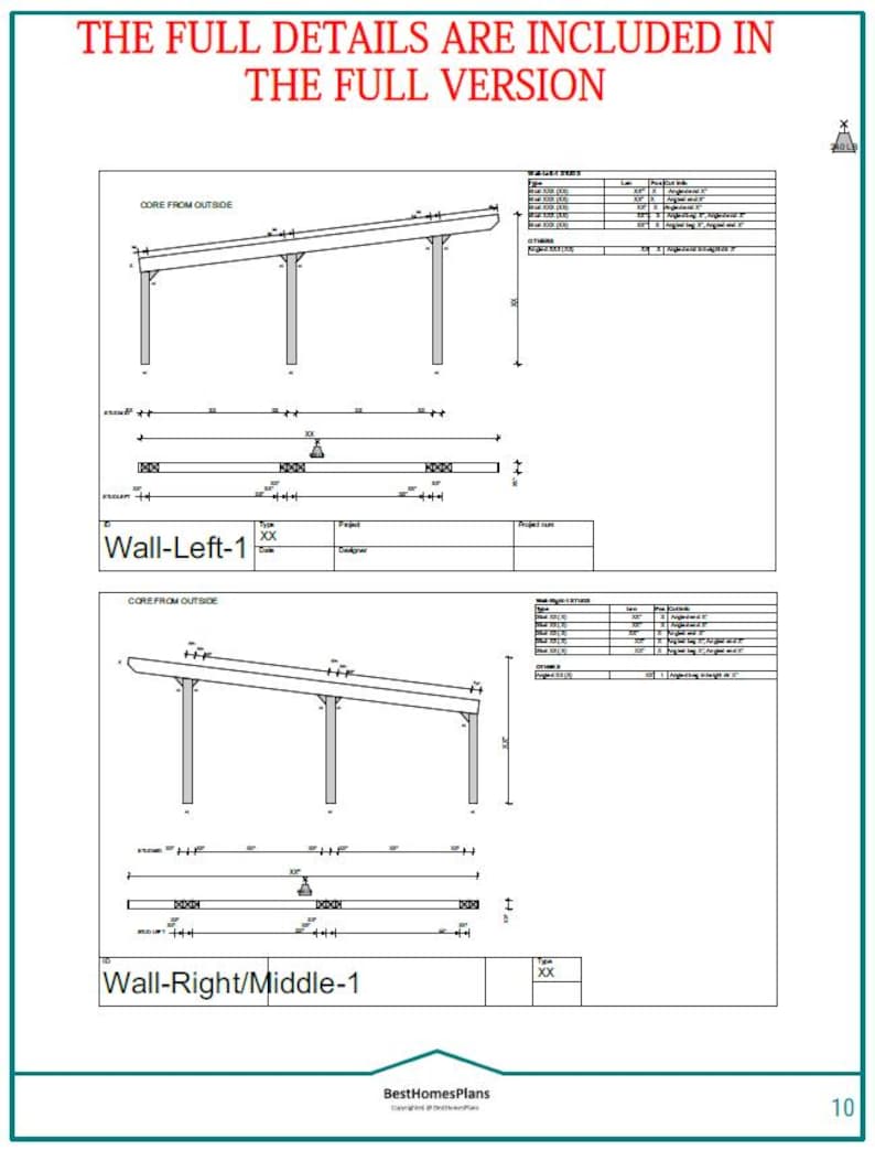 20'x28' 3 Cars Carport Garage Plans and Build Guide | DIY Woodworking ...