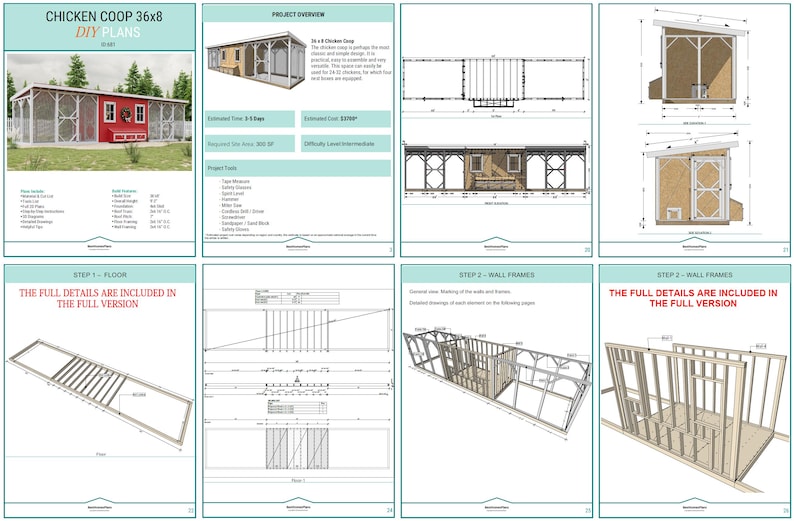 Large Chicken Coop Plans, Hen House With Run, 24-32 Chickens (DIY PDF ...