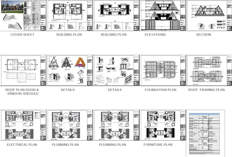 Double A-frame, 6 Bedrooms, 4 Bathroom House Architecture Build Plans ...