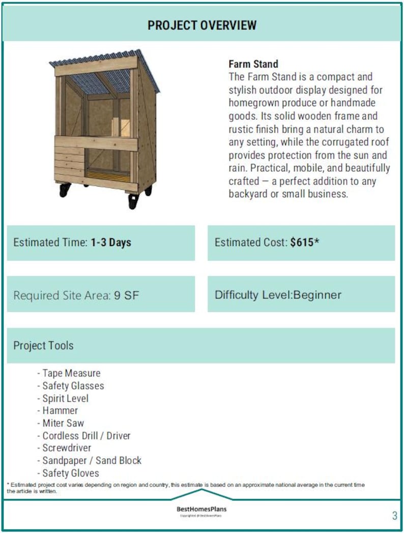 DIY Wooden Farm Stand Plans | Outdoor Market Display With Roof (PDF ...