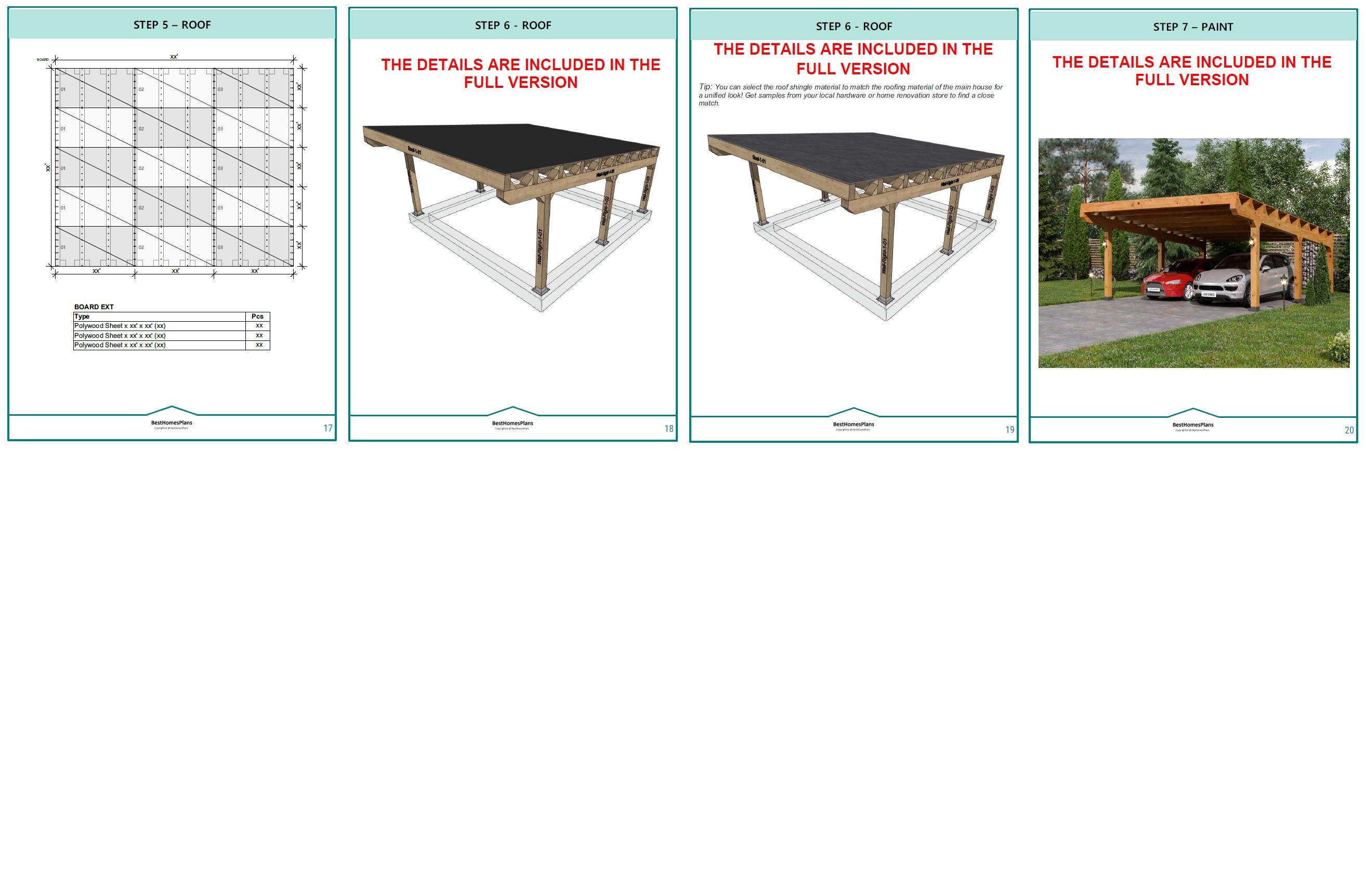 20'x20' 2 Cars Carport Garage Plans and Build Guide | DIY Woodworking ...