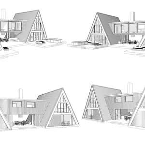 Double A-frame, 6 Bedrooms, 4 Bathroom House Architecture Build Plans ...
