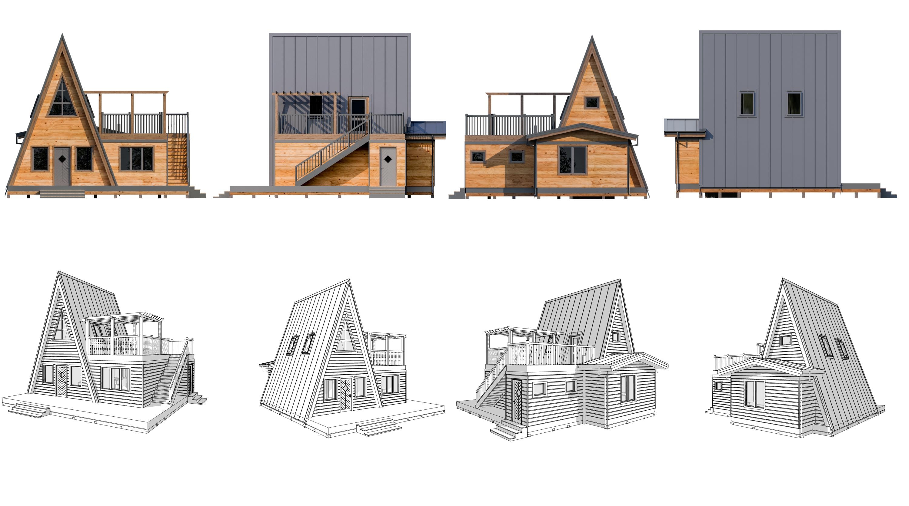 Modern A-frame 2 Bedrooms, 2 Bathrooms Guest House Plans Architecture ...