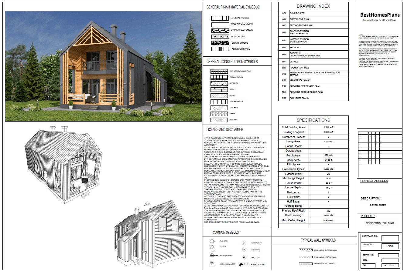 Barn House, 3 Beds, 3 Baths, 1372SF Living Area Architecture Build ...