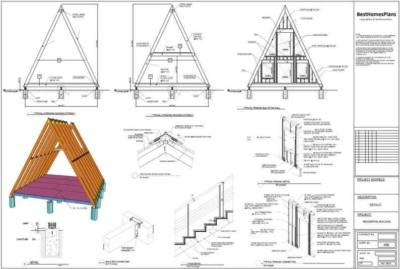 Modern A-frame Cabin 1 Bedroom, 1 Bathroom Architecture Build Plans ...