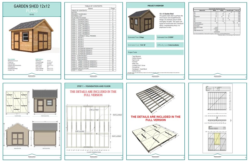 12x12 Garden Shed Plans and Build Guide | DIY Woodworking Instructions ...