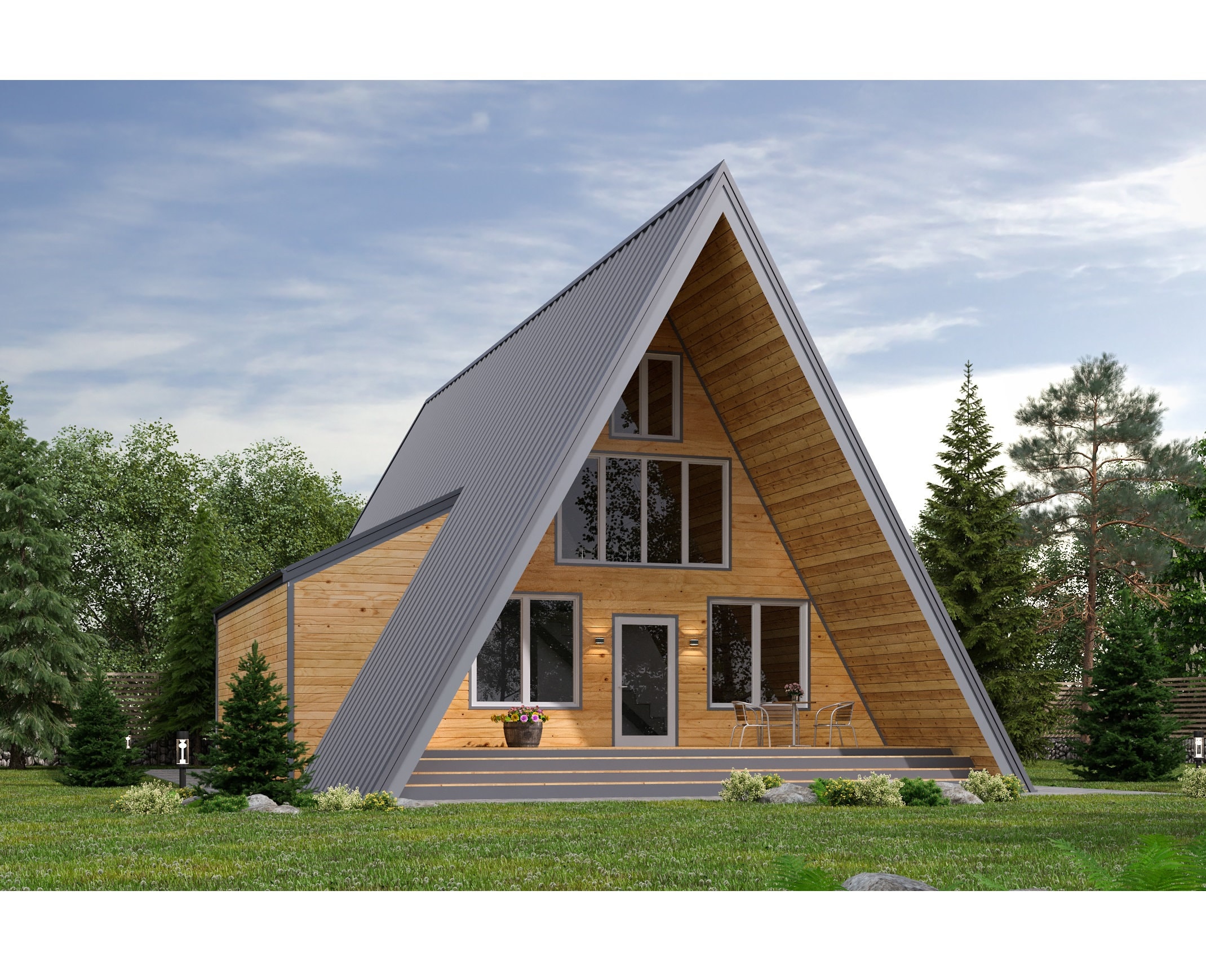 Modern A-frame Cabin DIY Build Architectural Plans Blueprint, 209 Pages ...