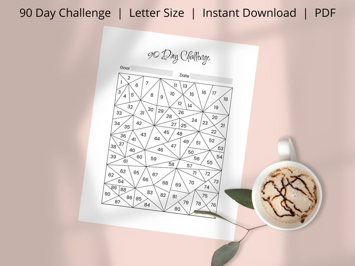 Printable 90-day Challenge Tracker | 90 Days Goal Setting Planner ...