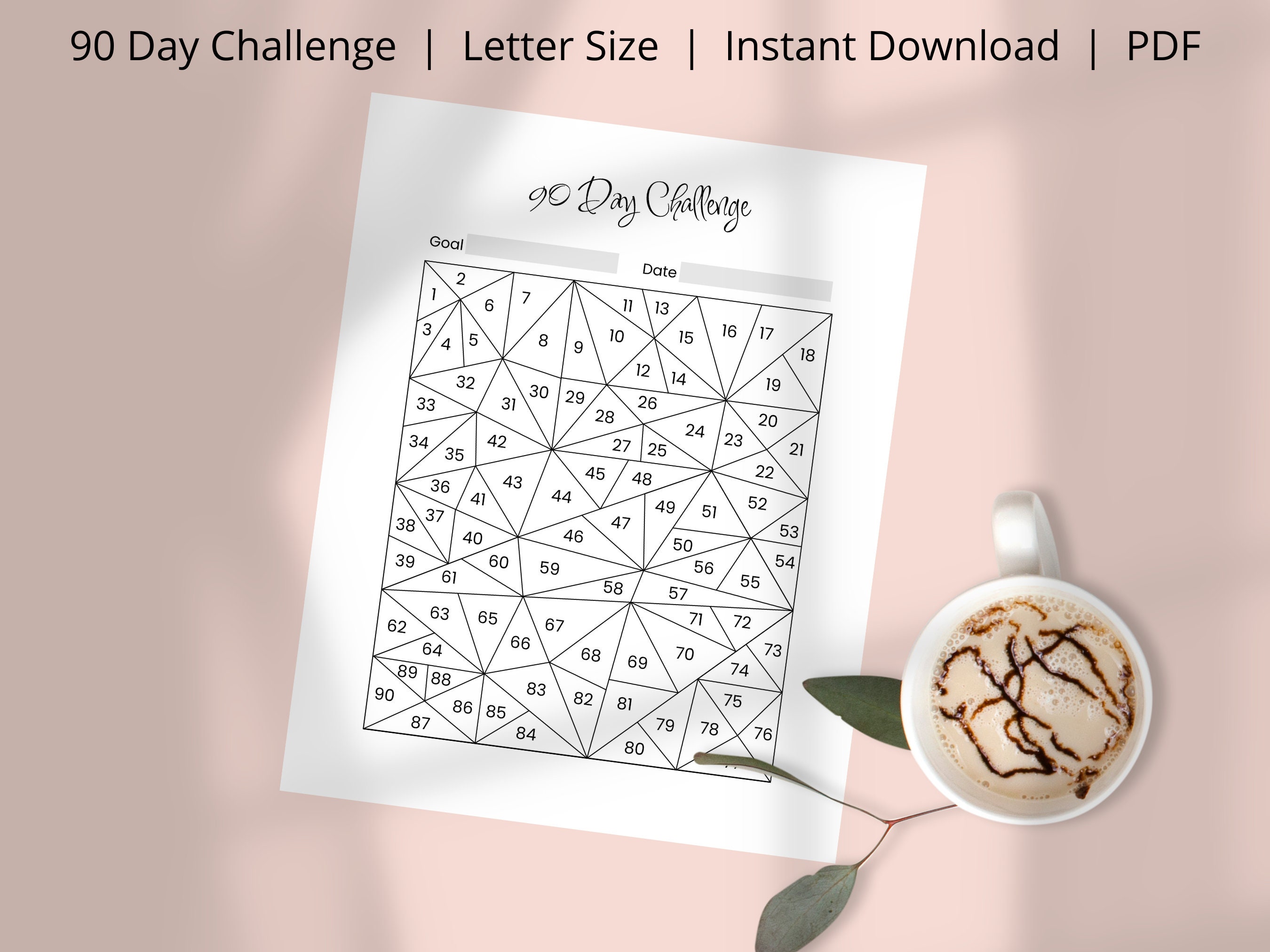 Printable 90-day Challenge Tracker | 90 Days Goal Setting Planner ...