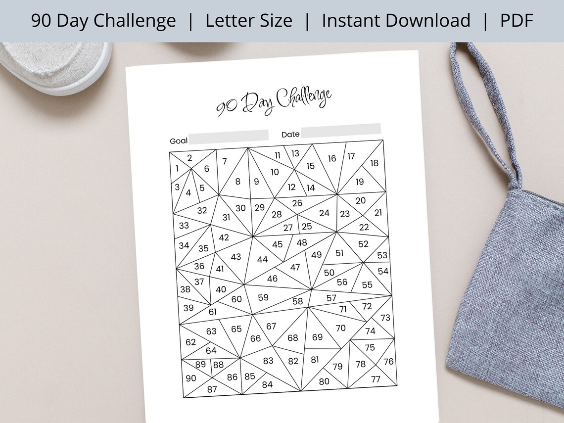 Printable 90-day Challenge Tracker | 90 Days Goal Setting Planner ...
