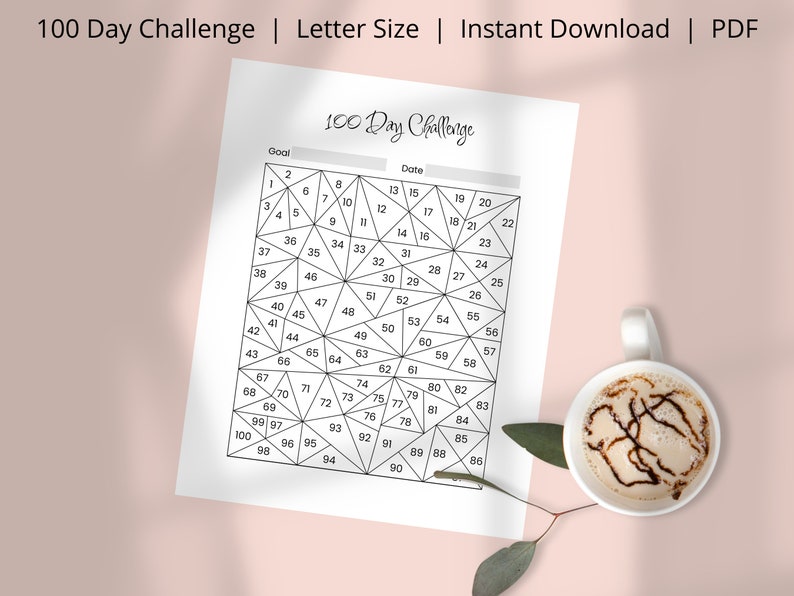 Printable 100-day Challenge Tracker | 100 Days Goal Setting Planner ...