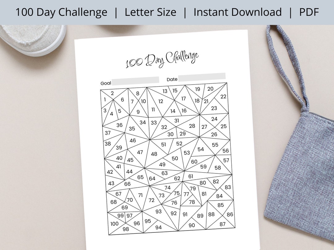 Printable 100-day Challenge Tracker | 100 Days Goal Setting Planner ...