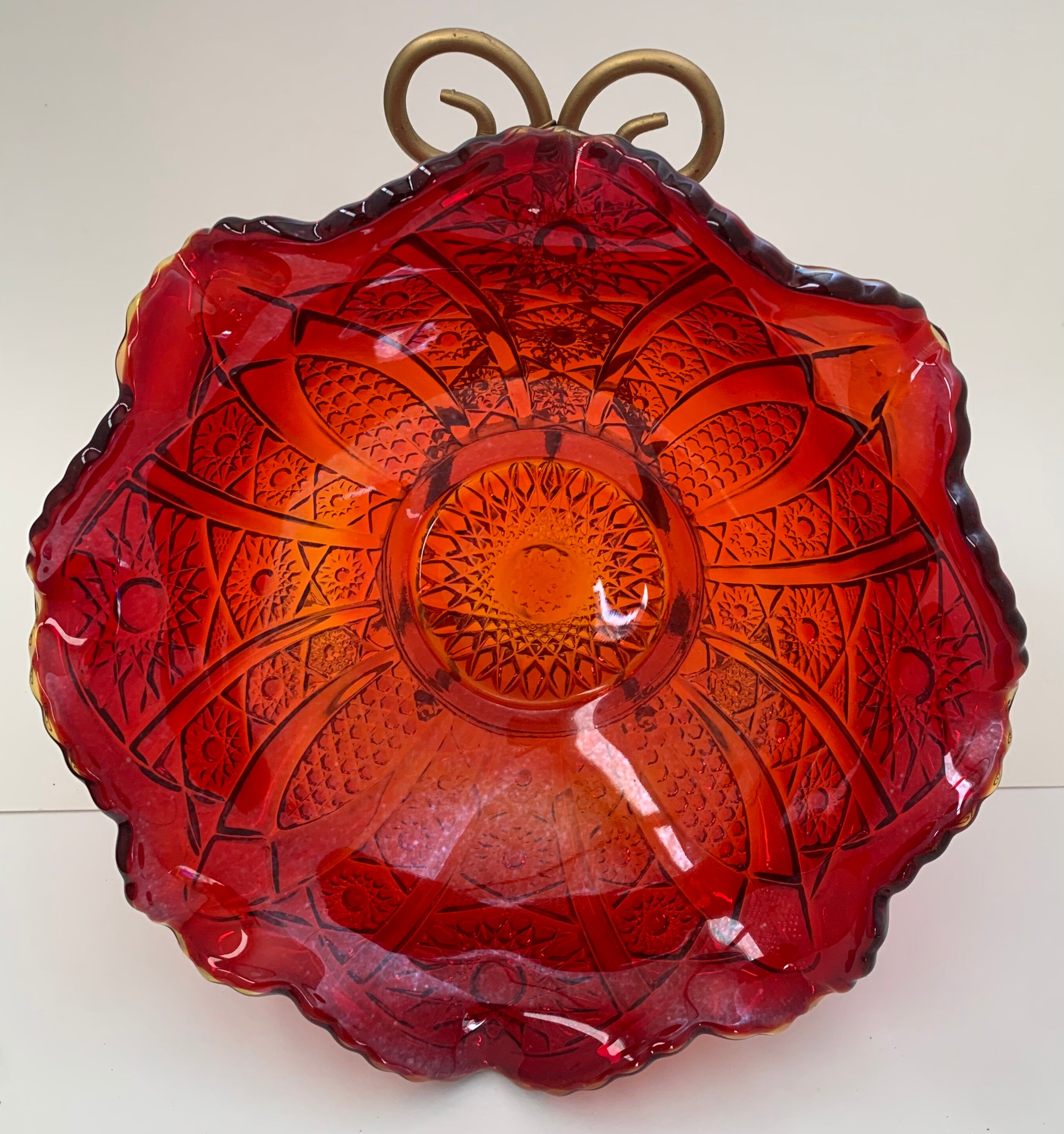 Vintage Indiana Carnival Glass With Ruffled Edge in Iridescent Sunset ...