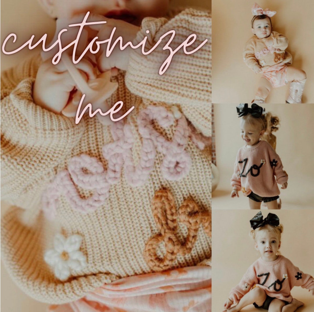 Hand Embroidered Custom Name Sweater - Etsy