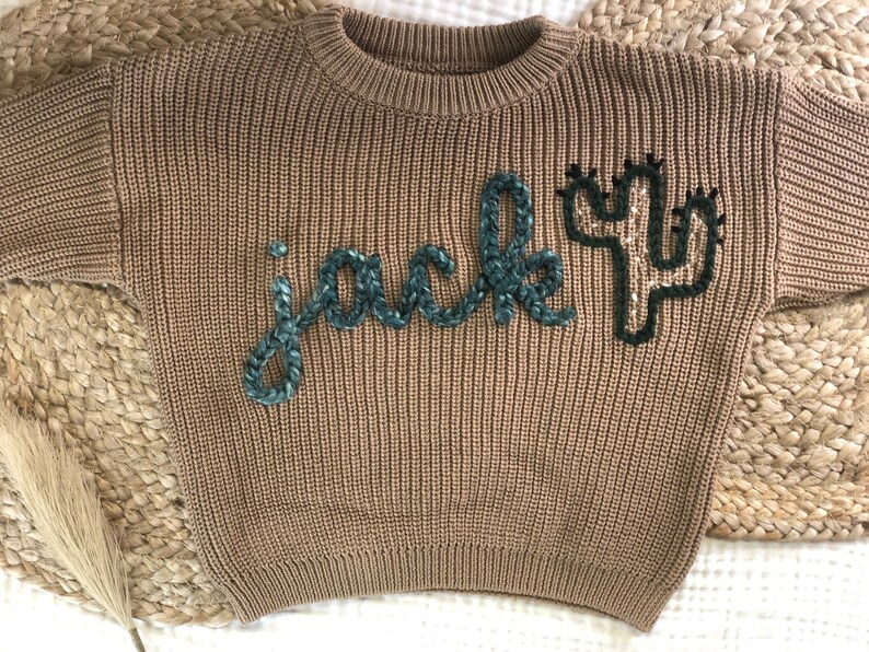 Hand Embroidered Custom Name Sweater - Etsy