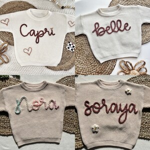 Hand Embroidered Custom Name Sweater - Etsy