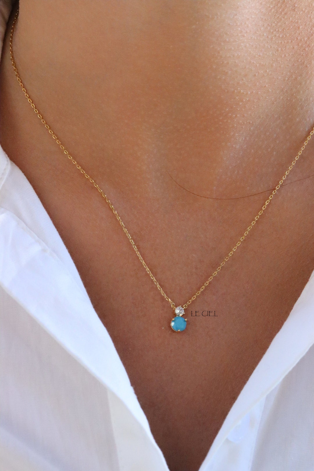 December Birthstone Necklace 18K Gold Dipped December Turquoise Stone ...