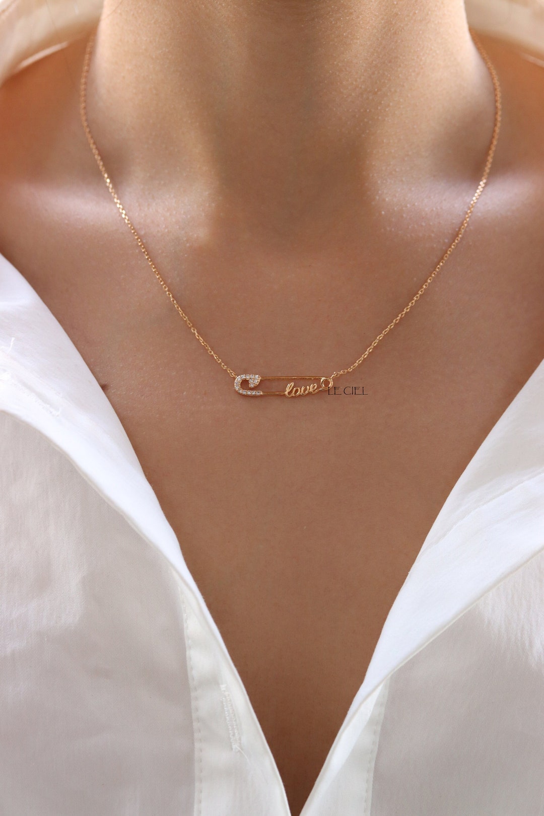 18K Gold Dipped Safety Pin Pendant Necklace Symbol of Solidarity ...