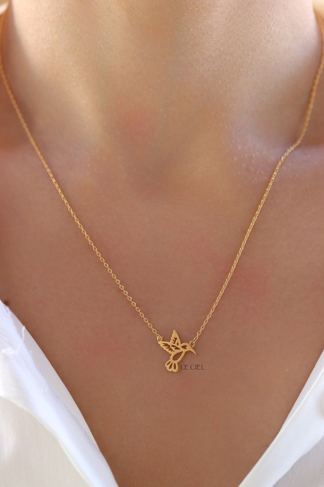 18K Gold Dipped Hummingbird Cutout Pendant Necklace Nature-inspired ...