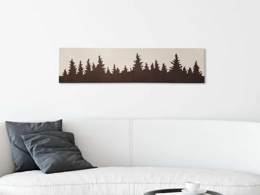 Pine Trees Wood Wall Hanging, Art for Long Skinny Narrow Horizontal ...