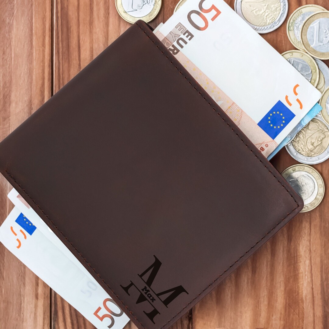 Engraved Genuine Leather Custom Wallet, Personalized Leather RFID ...