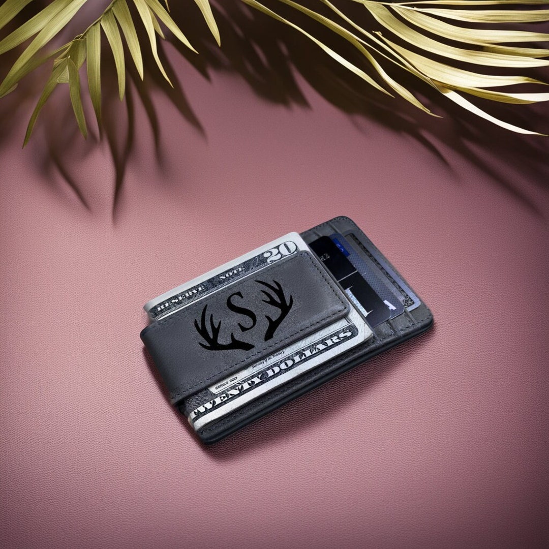 Personalized Leather RFID Money Clip Wallet | Engraved Gift for Him - Etsy