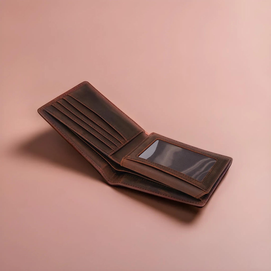 Personalized Slim Leather RFID Wallet Engraved Genuine Leather Custom ...